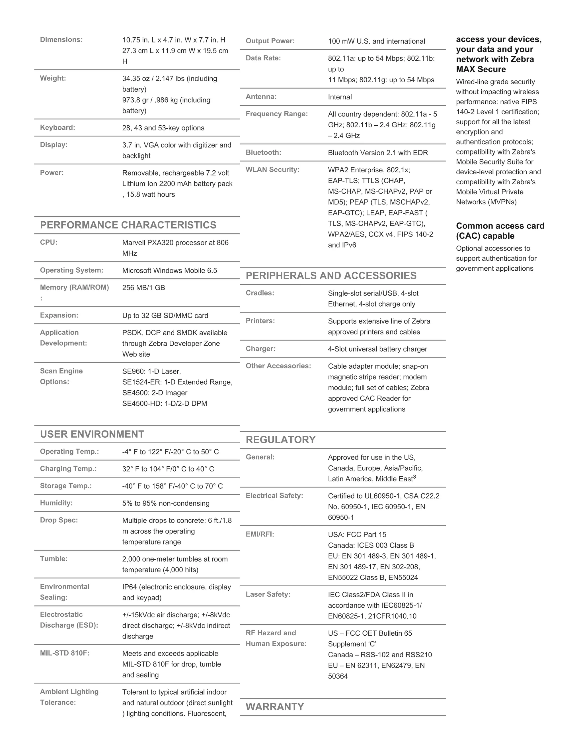 Mc9190z spec-sheet-en rfid | PDF
