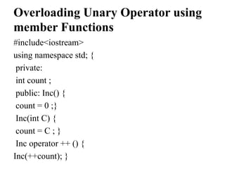 Mca 2nd sem u-4 operator overloading | PPT