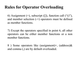 Mca 2nd sem u-4 operator overloading | PPT