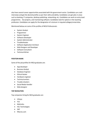 MASTER IN COMPUTER APPLICATIONS (MCA) , ADMISSION, ELIGIBILITY, FEE ...