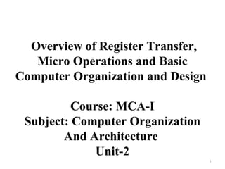 Mca i-u-2-overview of register transfer, micro operations and basic computer organization and ...