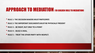 Role and Responsibilities of Mediator and Approach | PPT