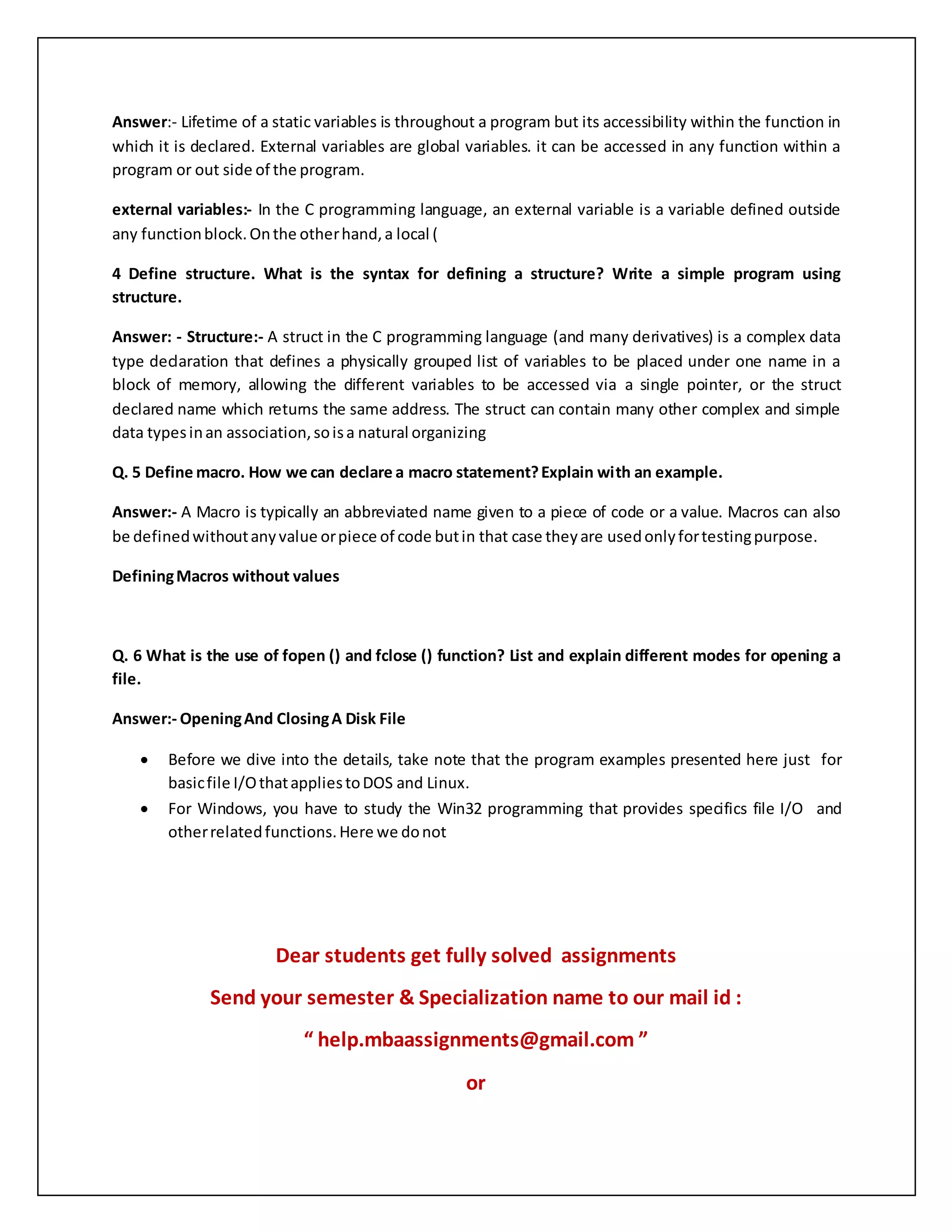 Mca1020 programming in c | PDF