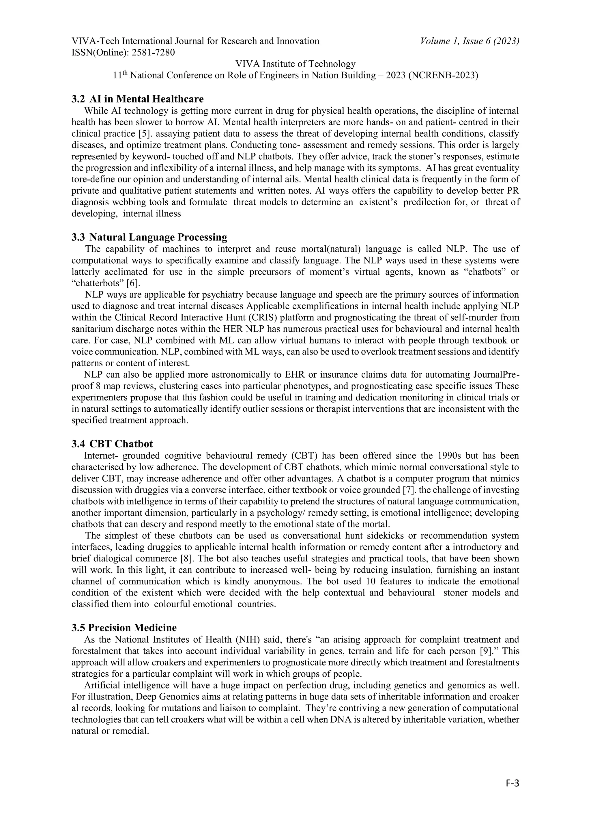 ARTIFICIAL INTELLIGENCE IN MENTAL HEALTHCARE | PDF