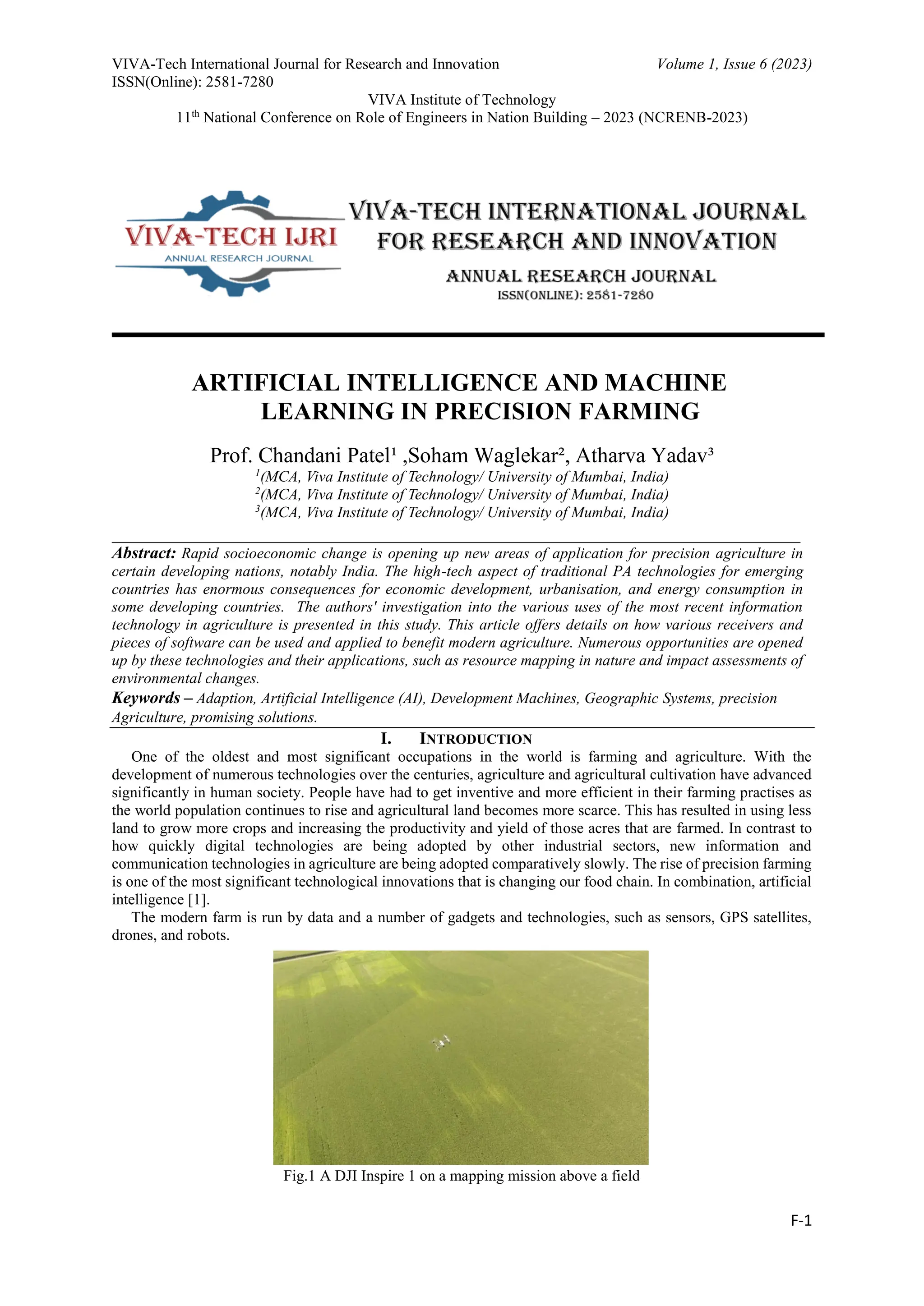 ARTIFICIAL INTELLIGENCE AND MACHINE LEARNING IN PRECISION FARMING | PDF