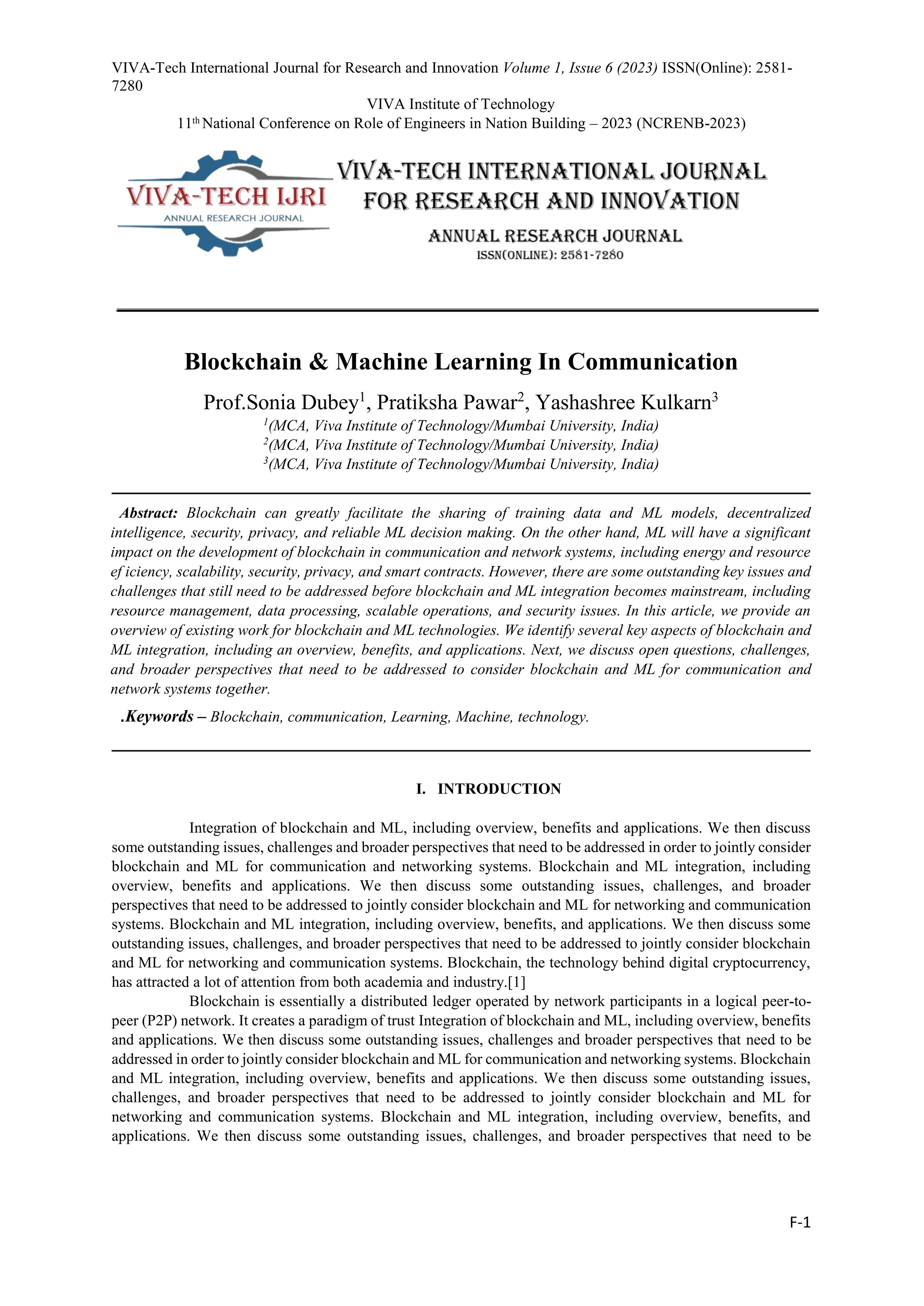 Blockchain & Machine Learning In Communication | PDF