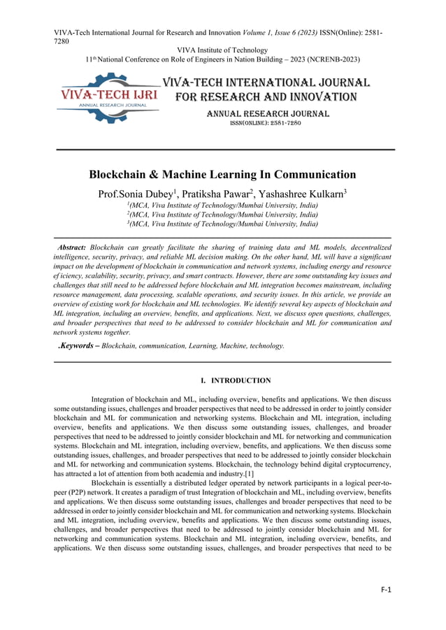 Blockchain & Machine Learning In Communication | PDF