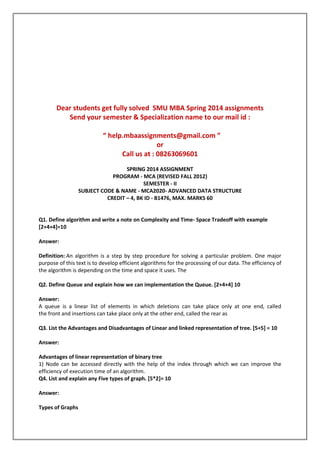 Mca2020 advanced data structure | DOCX