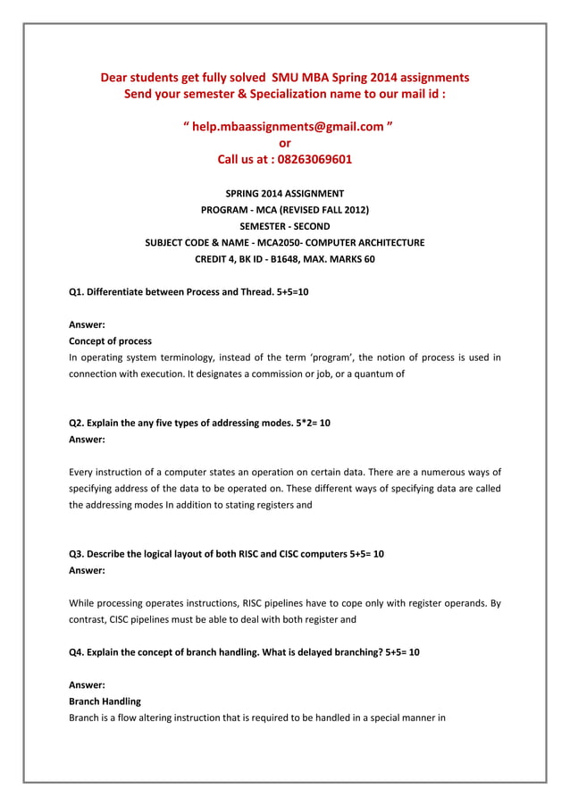 Mca2050 computer architecture | PDF