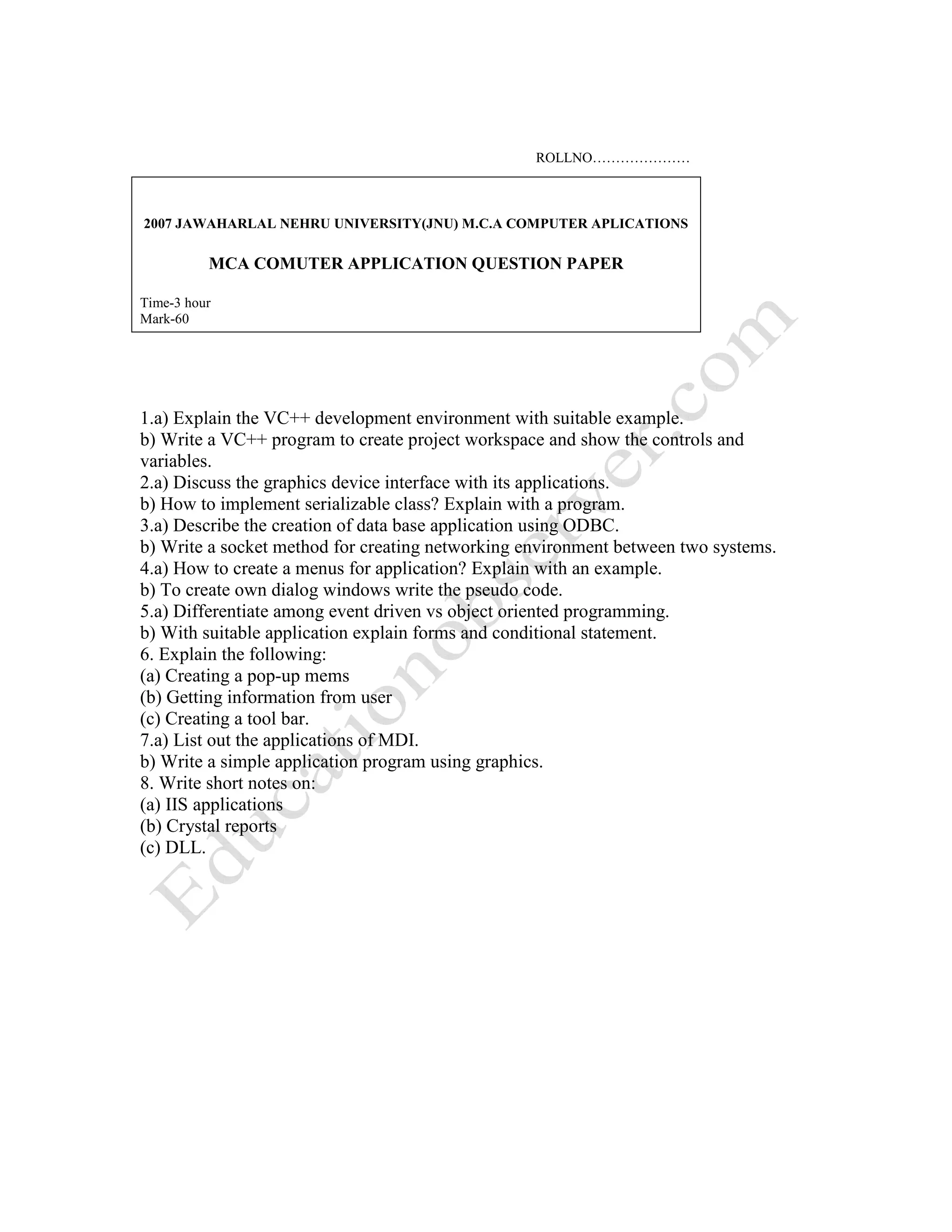 Masters In Computer Applications Pdf