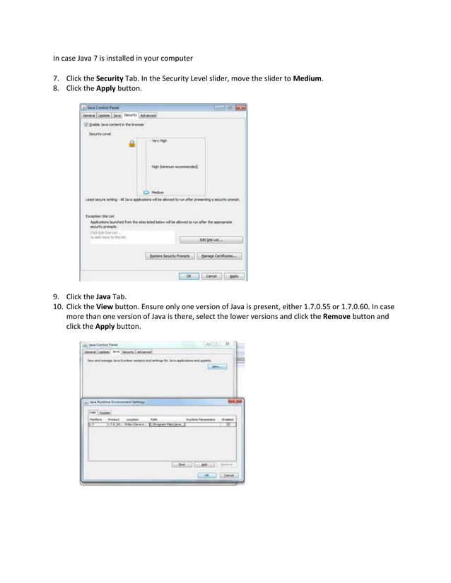 Latest Java Setting for MCA Portal(MANUAL) | PDF | Operating Systems ...
