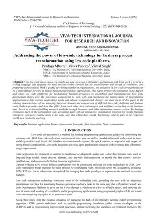 Addressing the power of low-code technology for business process ...