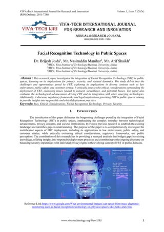 Facial Recognition Technology in Public Spaces | PDF