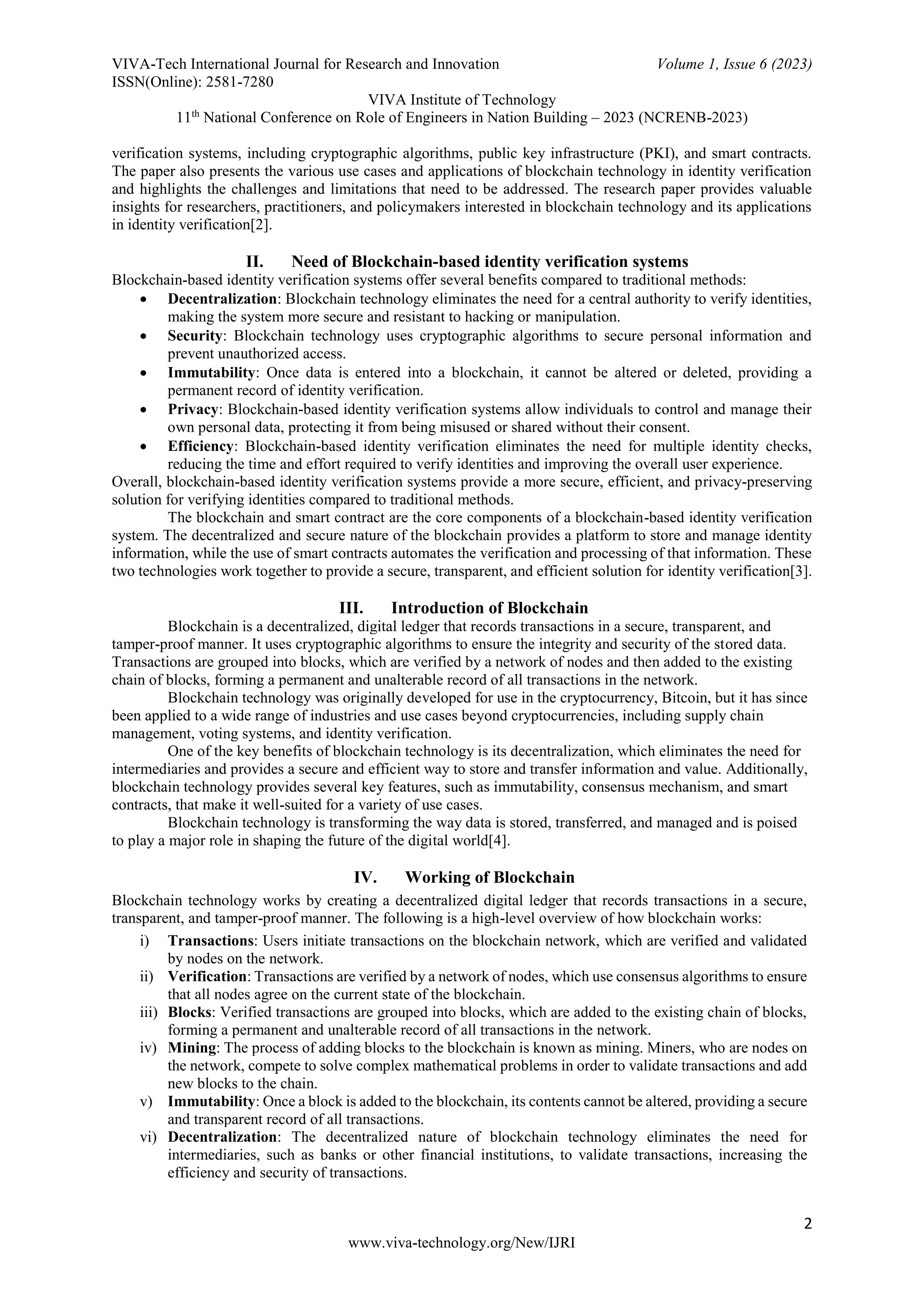 Blockchain Based Identity Verification Systems Pdf