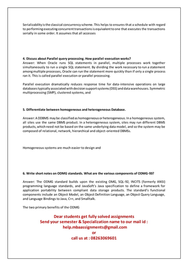Mca3020 advanced database management system | PDF Mca3020 advanced database management system | PDF