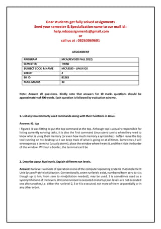 Mca3030 linux os | DOCX | Email | Internet