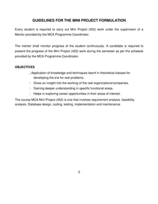 Mca 452 mini_project_guidelines_2013 | PDF