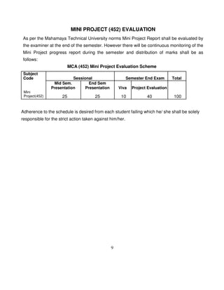 Mca 452 mini_project_guidelines_2013 | PDF