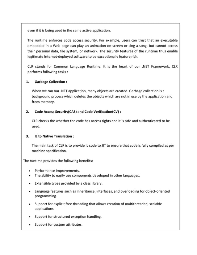 Mca 504 dotnet_unit1 | DOC