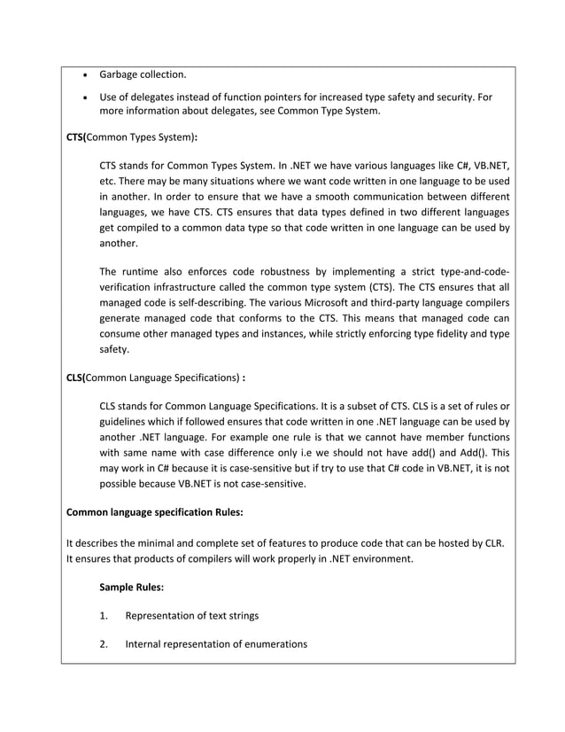 Mca 504 dotnet_unit1 | DOC