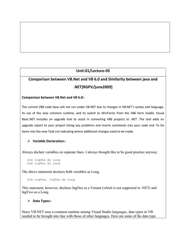 Mca 504 dotnet_unit1 | DOC