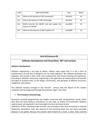Mca 504 dotnet_unit1 | DOC
