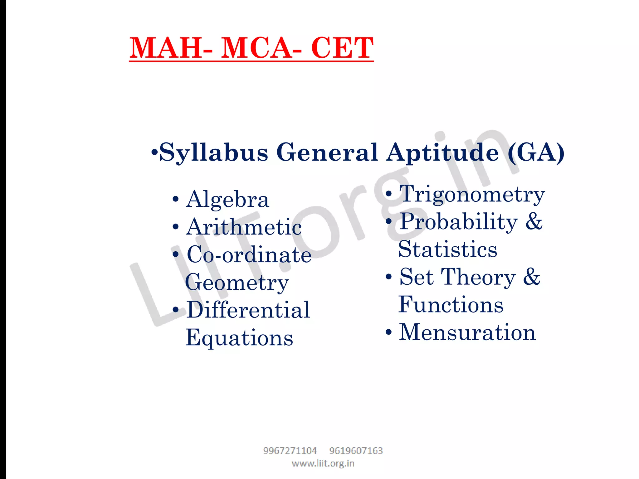Mca cet mca entrance classes | PDF