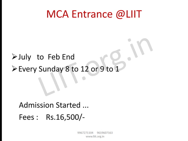 Mca cet mca entrance classes | PPT