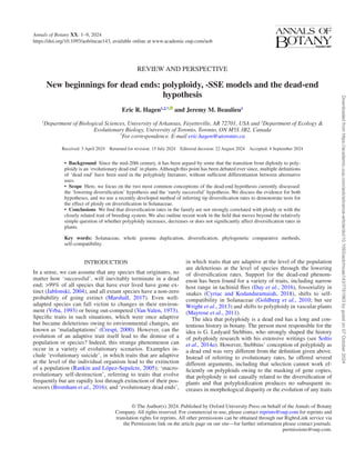New beginnings for dead ends: polyploidy, -SSE models and the dead-end hypothesis | PDF