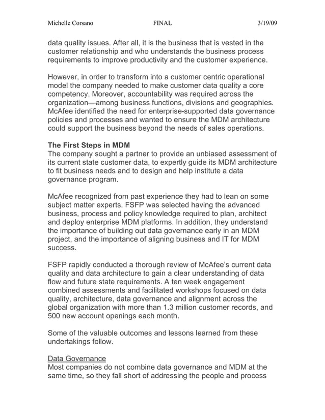 McAfee Enterprise Data Management Case Study | PDF