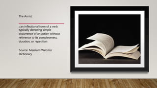 The Aorist as a Resource for Machine Learning Education | PPT