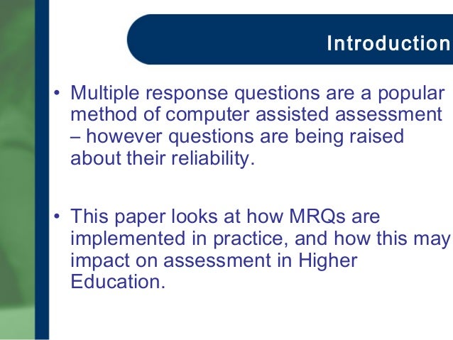 Multiple Response Questions - Allowing for chance in authentic assess…