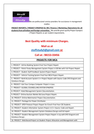 Mca, M tech project reports | PDF