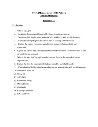 Pune University MCA [Management] 2020-Sample Questions | PDF