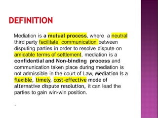 Mediation, Conciliation and Arbitration under Mediation laew | PPT