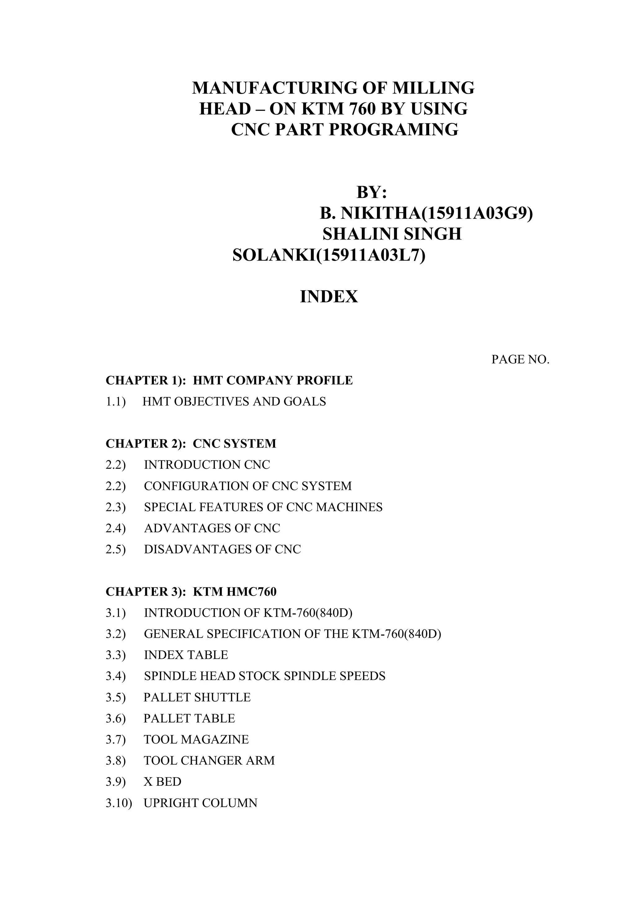 MANUFACTURING OF MILLING HEAD – ON KTM 760 BY USING CNC PART PROGRAMING ...