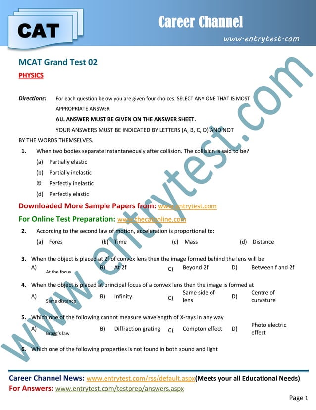 MCAT Sample Test Pattern Part 2 (2016) | PDF