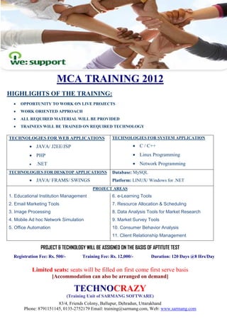 Mca trainning 2012 | PDF