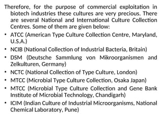 MCB 202 LECTURE SLIDEs.ppt. Culture collection | PPT