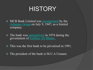 Mcb bank | PPTX | Business Banking & Finance | Business