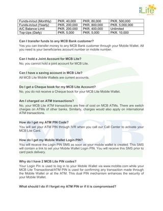 MCB Lite FAQs | PDF | Credit Cards | Personal Debt