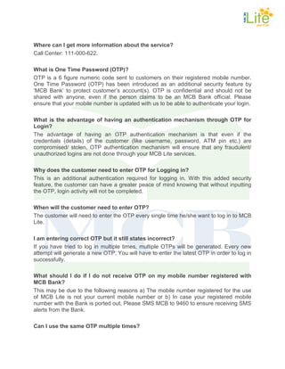 MCB Lite FAQs | PDF