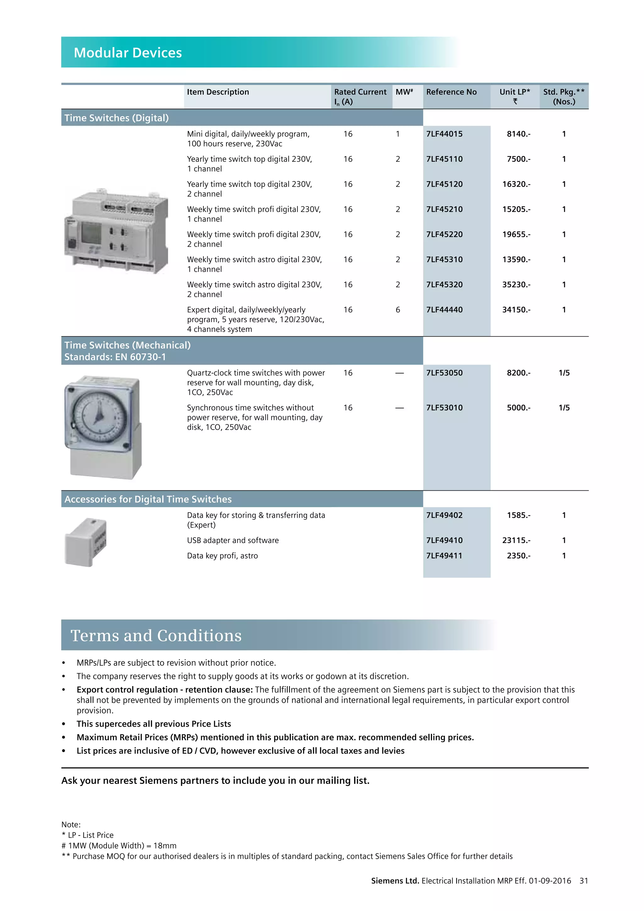 Mcb price list_electrical_installations_a_to_z_w.e.f_1st_sep_2016 | PDF
