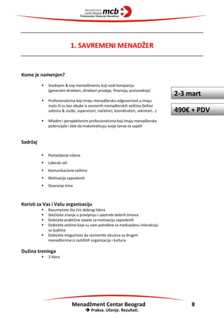 MCB Menadžment Centar Beograd | PDF