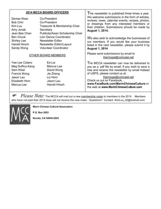MCCA Newsletter June 2014 | PDF