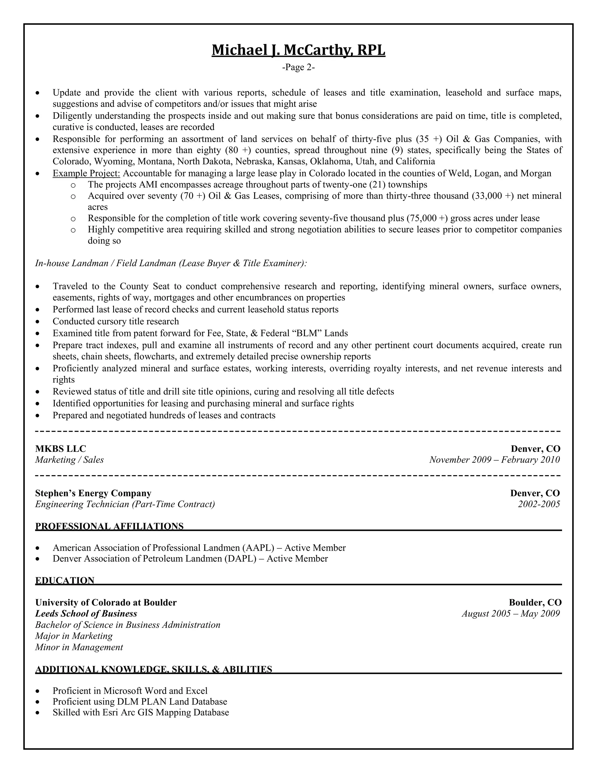 Resume - McCarthy, Michael J. | PDF