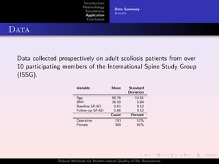 Robust Methods for Health-related Quality-of-life Assessment | PPT