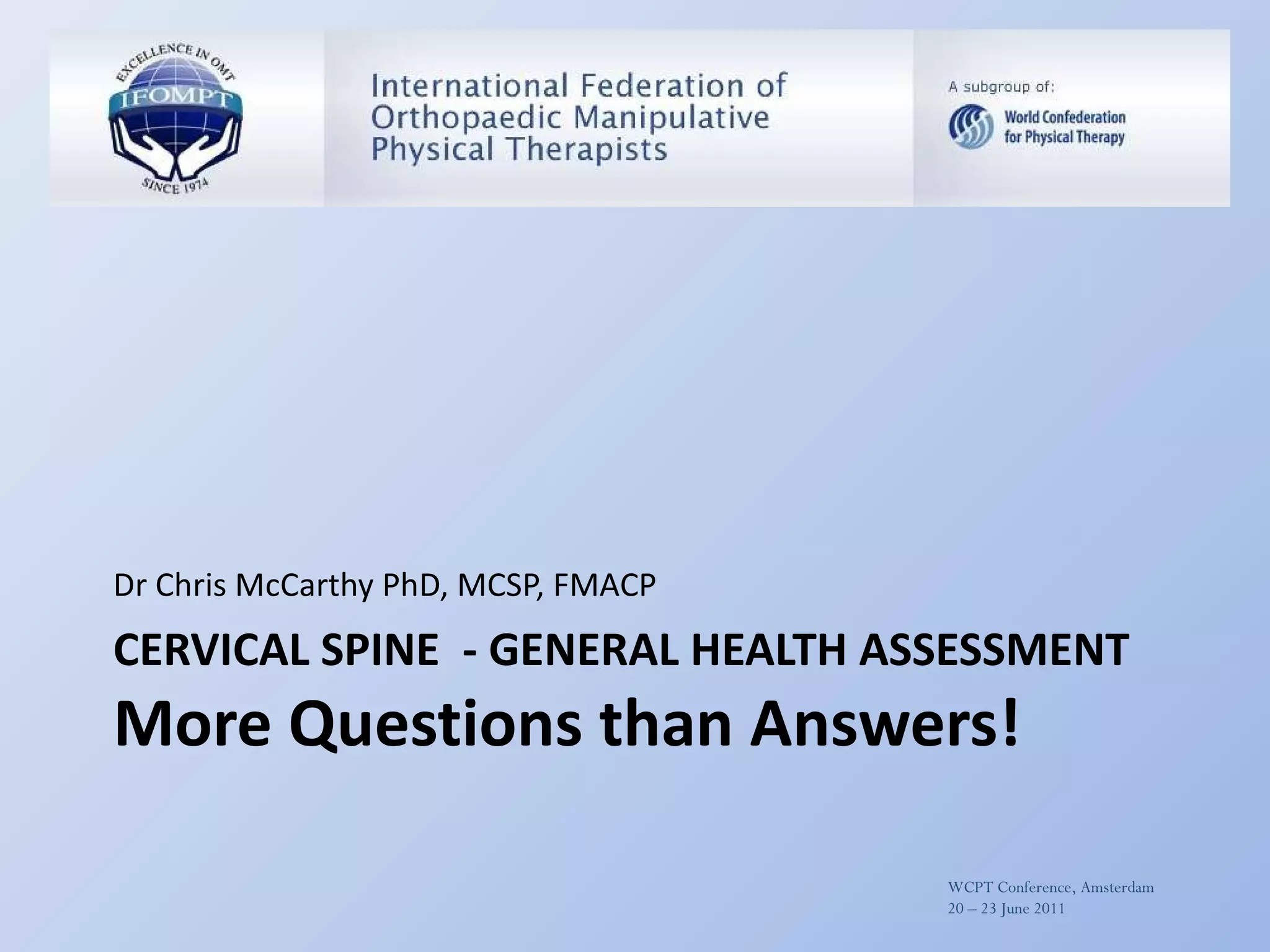 Safety of Cervical Manipulation | PPT