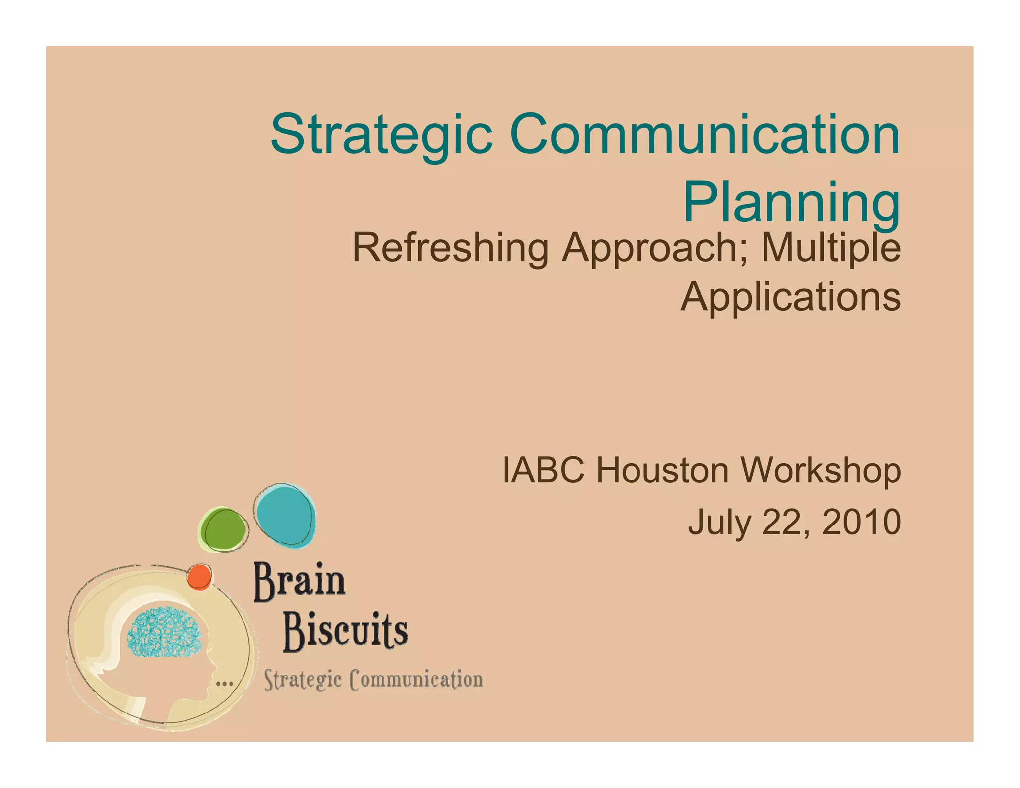 A Refreshing Approach to Strategic Communication Planning by Robin ...
