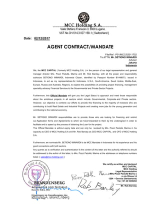 Representative of MCC Holding for Investment on Project Funding | PDF